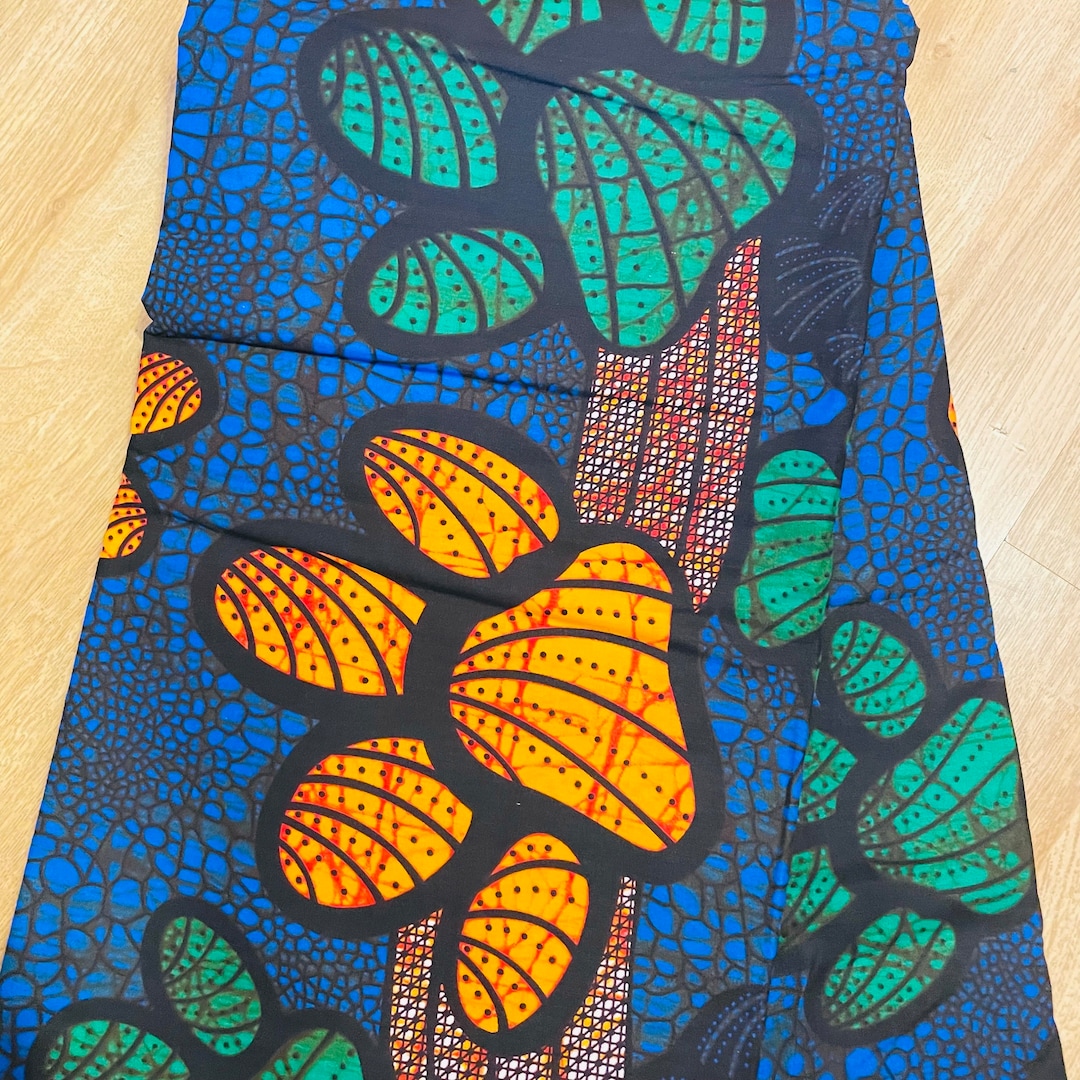 Dark Blue & Orange (limited Edition) African Print Fabric by the Yard ...