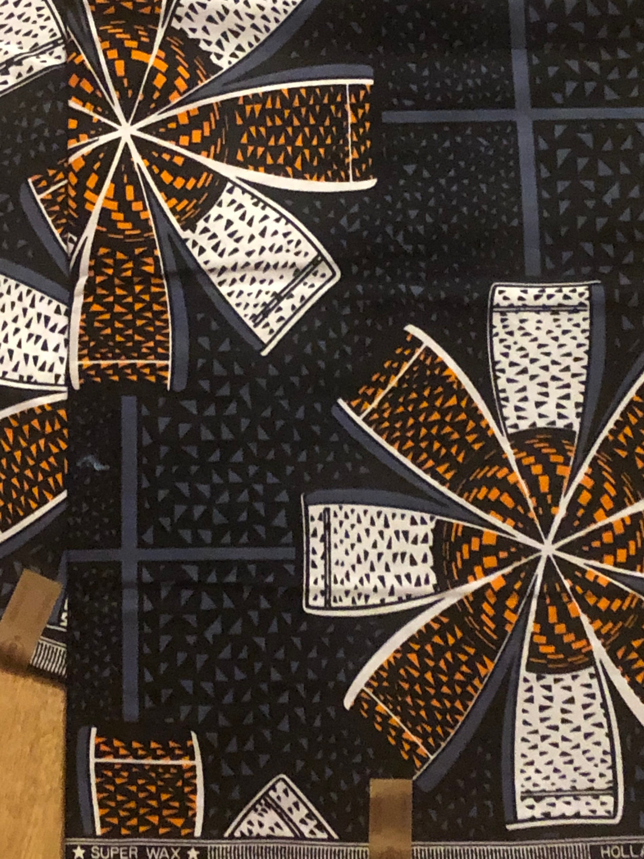 Dark Grey and Orange African Print by the Yard / African Print Fabric ...