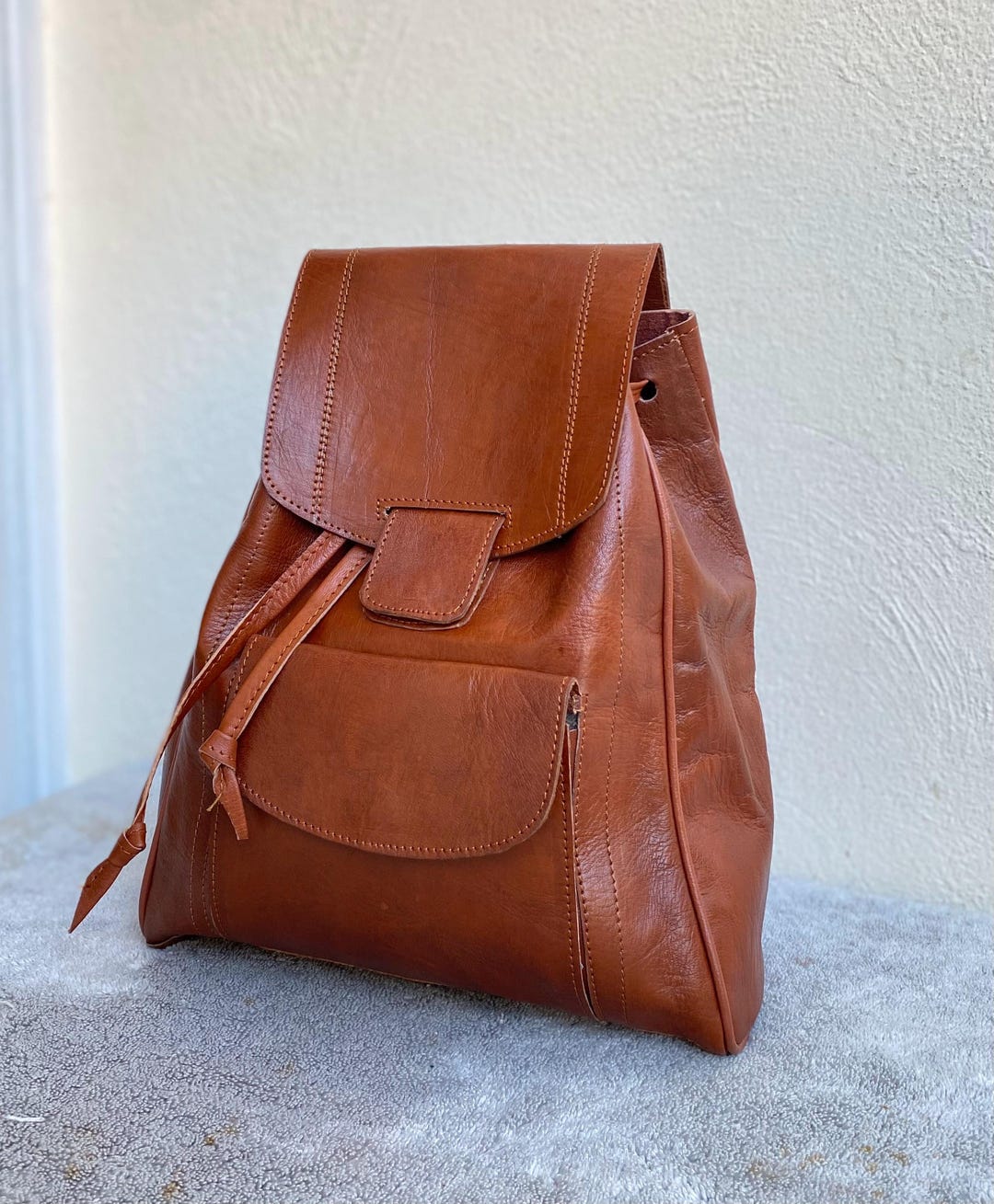 Handmade Natural Leather Backpack, Minimalist and Vintage Design ...