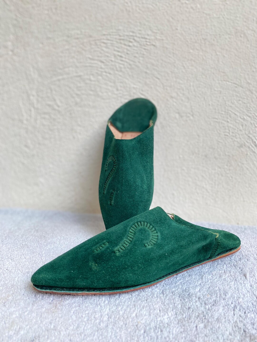 Green Suede Men's Babouche - Handmade Moroccan Babouche - Traditional ...