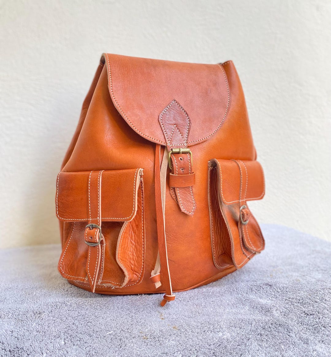 Natural Leather Backpack, Handmade, High Quality Bag, Sturdy Vintage ...