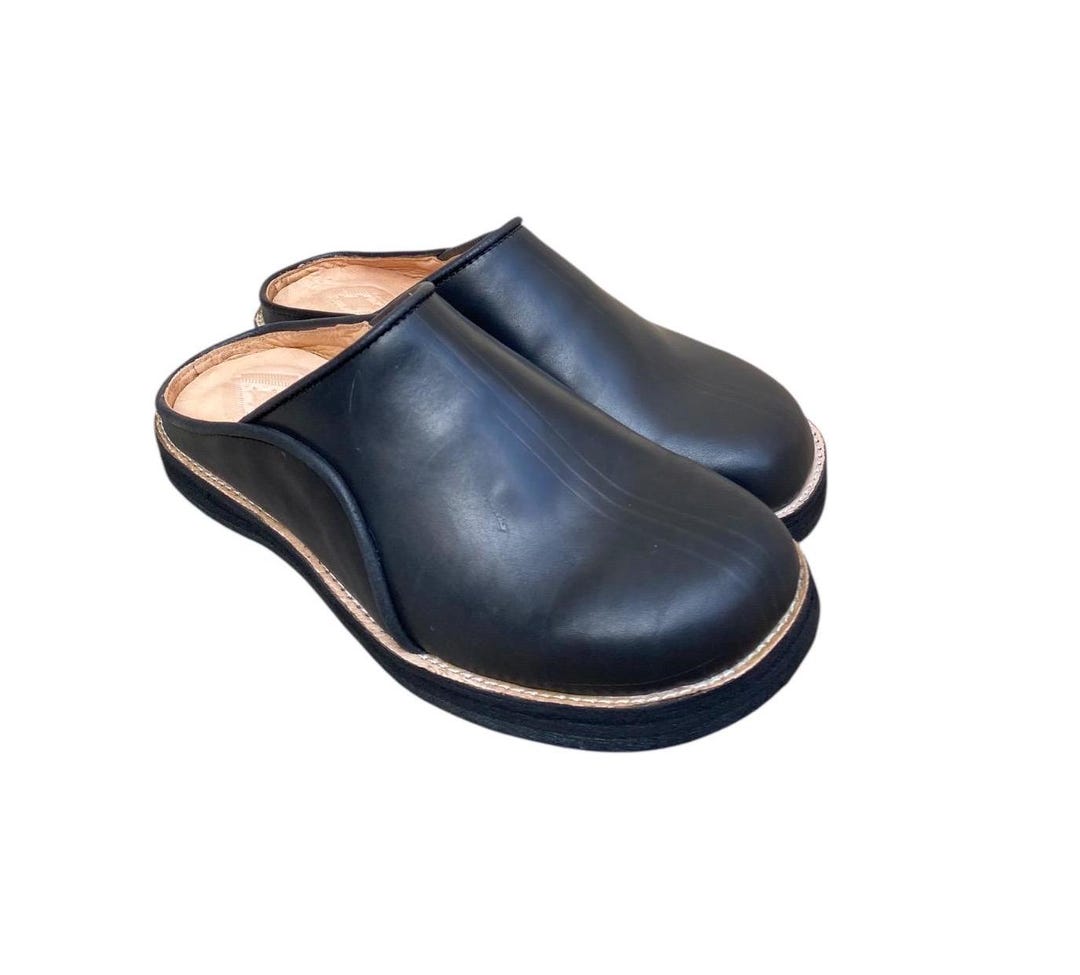 Men's Black Clog - Handmade Leather Clog - Round Clog - Traditional ...