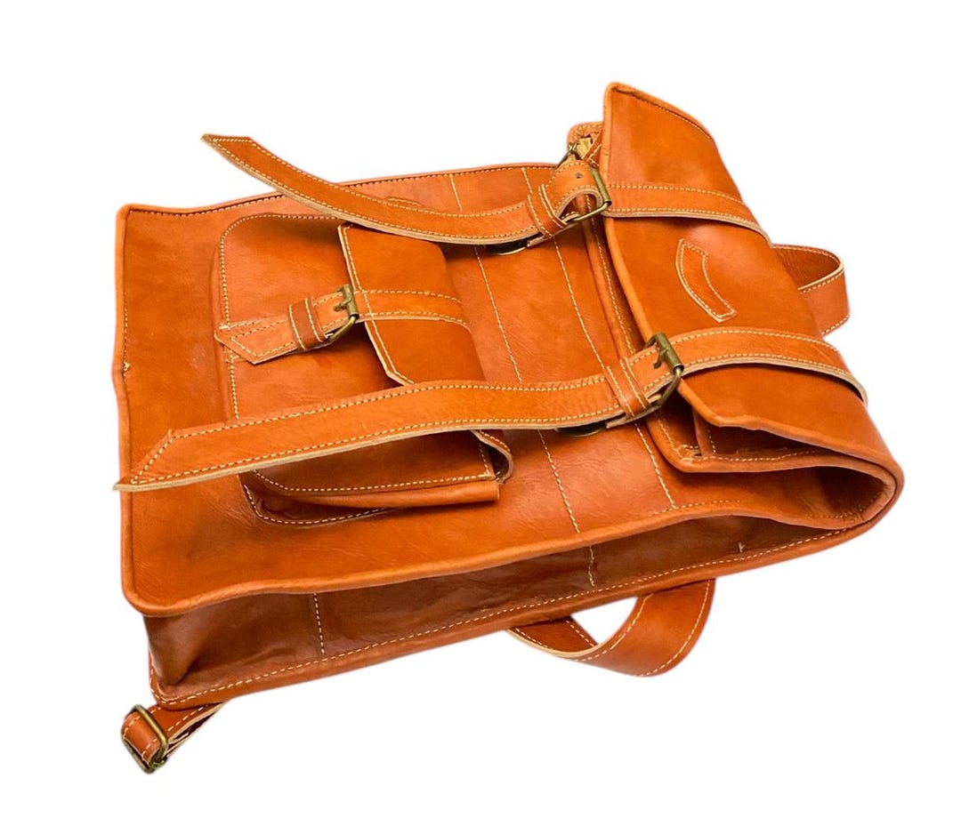 Genuine Leather Roll Top Closure Bag - Unique Handmade Style - Etsy