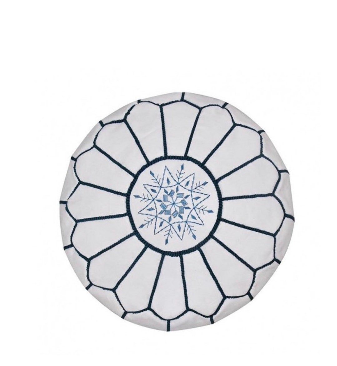 White Pouf in 100% Handmade Leather High-end. - Etsy