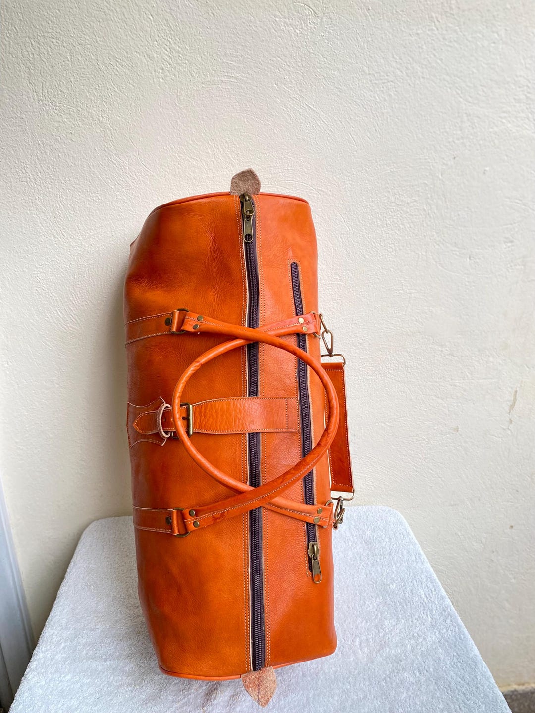 Moroccan Weekend Bag, Premium Leather Travel Bag, Unisex Leather ...