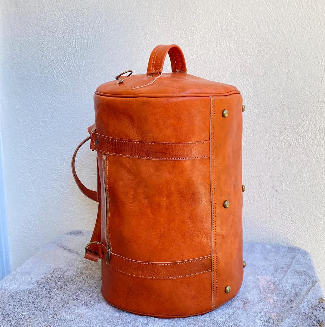 Handmade Genuine Leather Round Travel Bag – Unique Design and Quality ...
