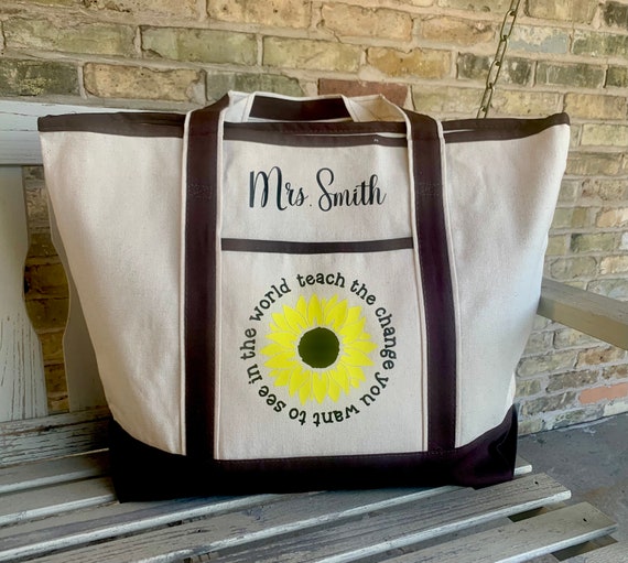 Sunflower Teacher Tote Personalized - Etsy