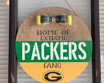 12 Green Bay Packers Wood Round Door Sign Welcome to Our Home Packers ...