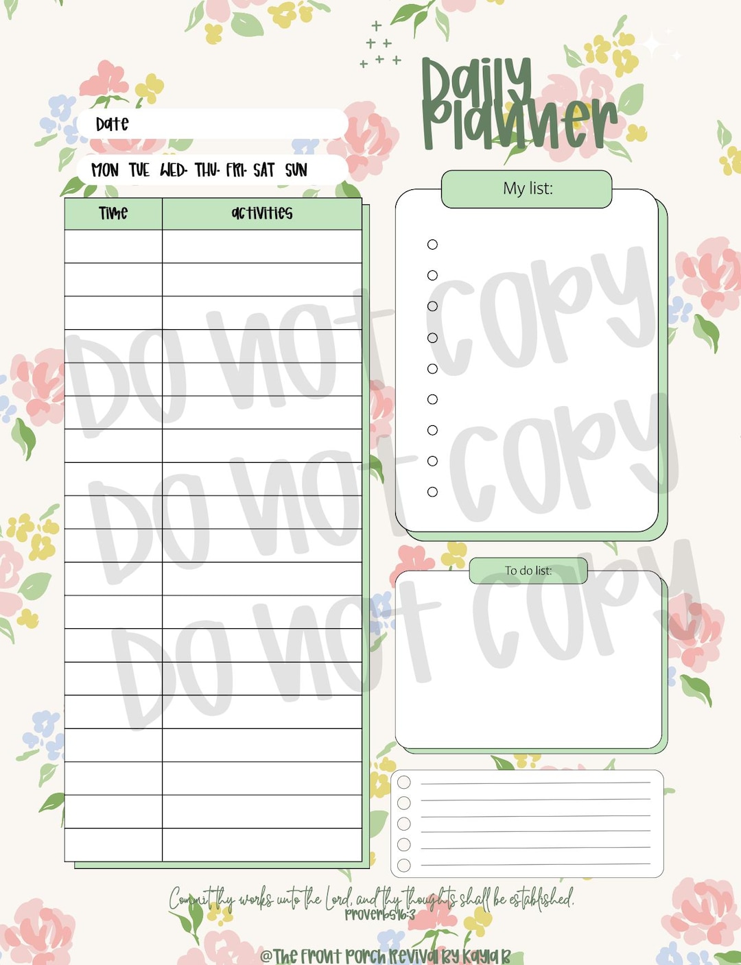 Bible Verse Daily Planner Printable | Christian Daily Planner | Faith ...
