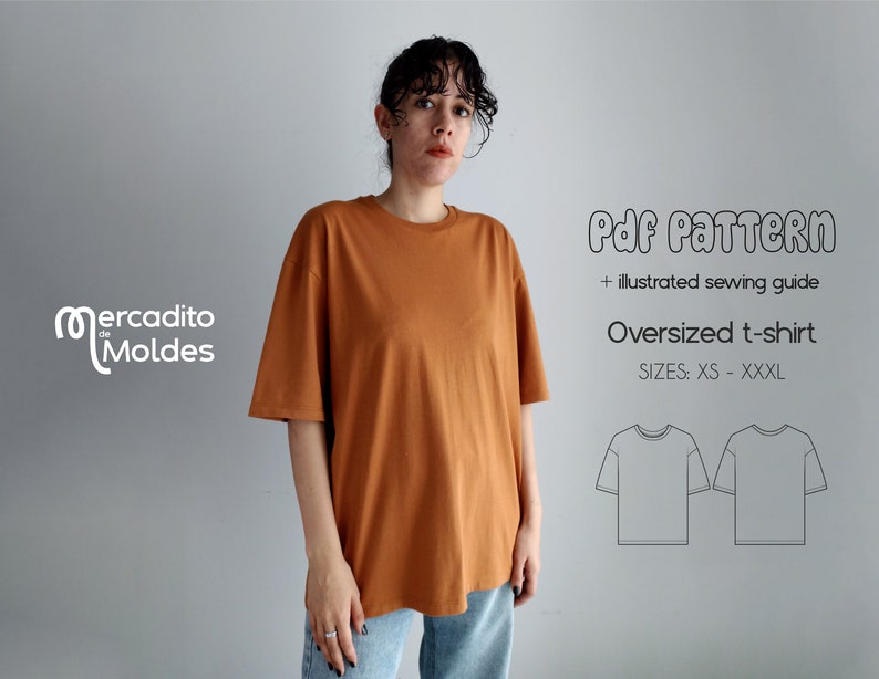 Oversized T-shirt PDF Sewing Patterns - XS to XXXL - Digital Patterns ...