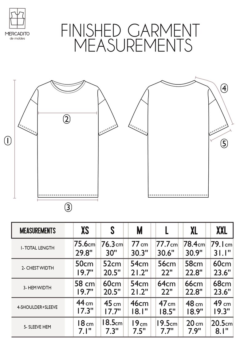 Oversized T-shirt PDF Sewing Patterns XS to XXL Digital - Etsy