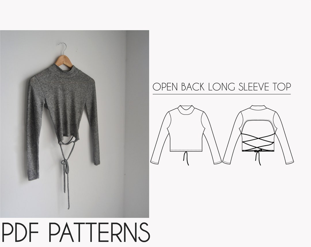 Open Back Long Sleeve Top PDF Sewing Patterns From XS to XXL - Etsy