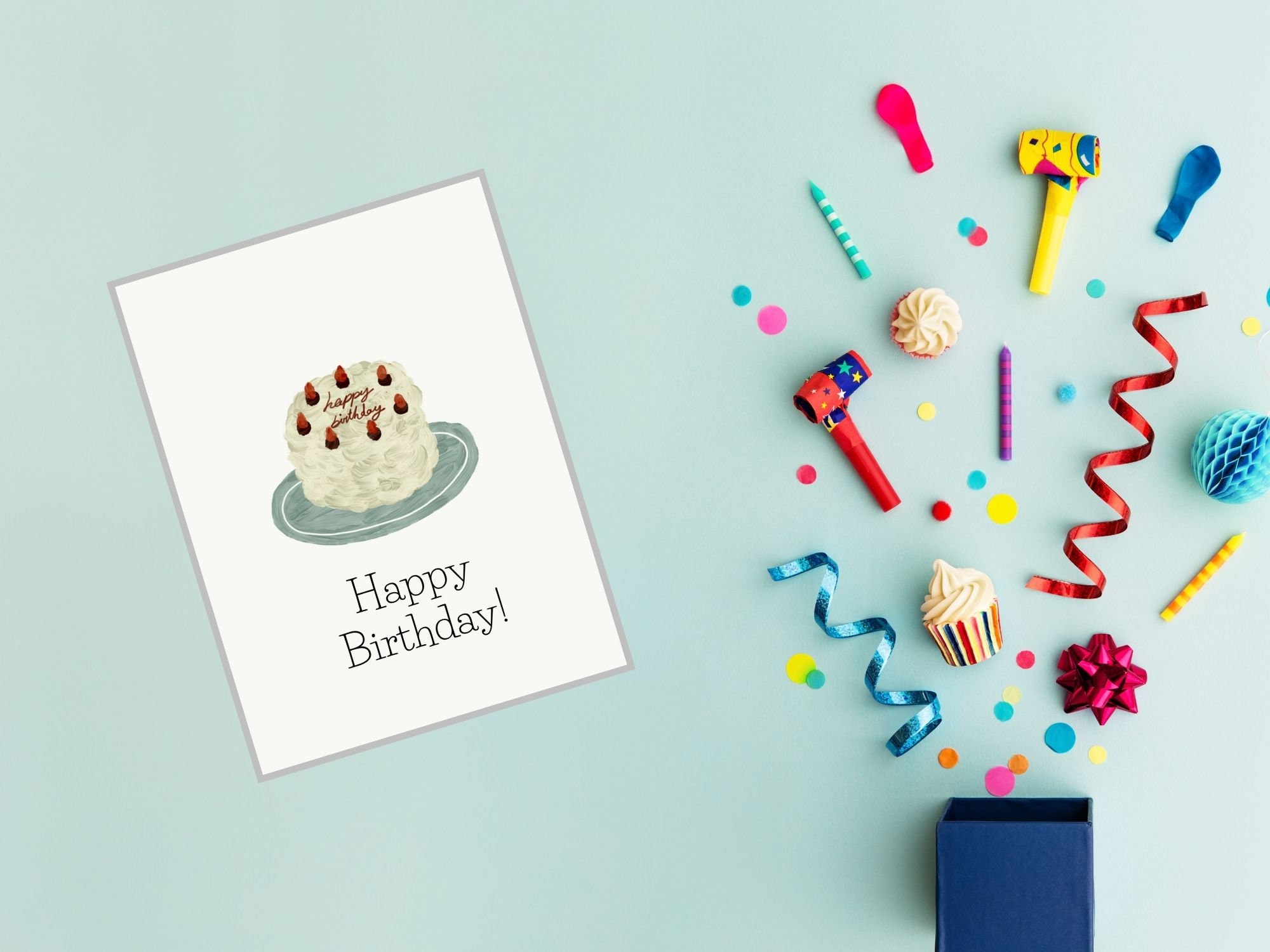 Cake Birthday Card, Happy Birthday Card, Digital Download - Etsy