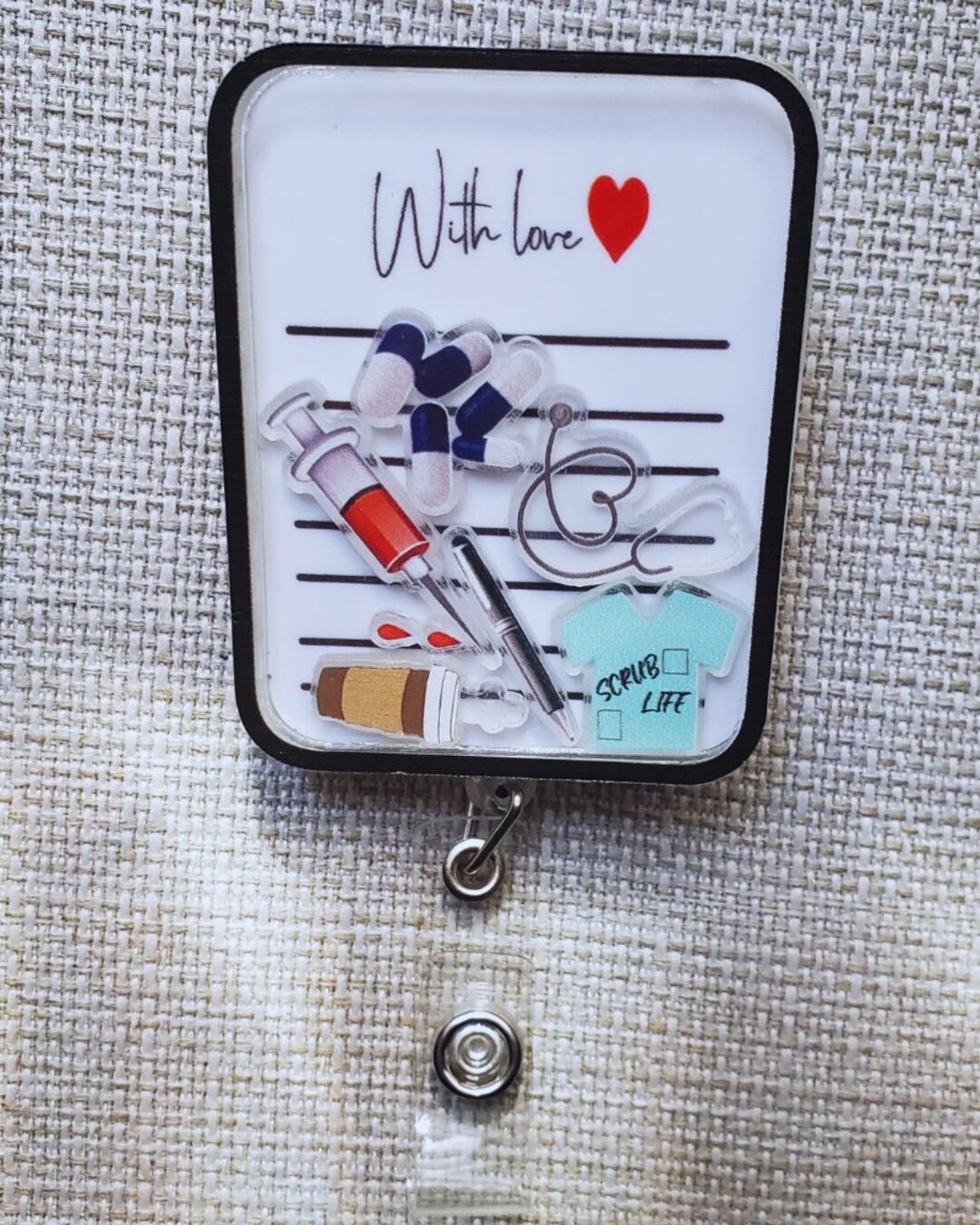 Nurse Love Badge Holder | Retractable Badge Reel | Work Badge ...