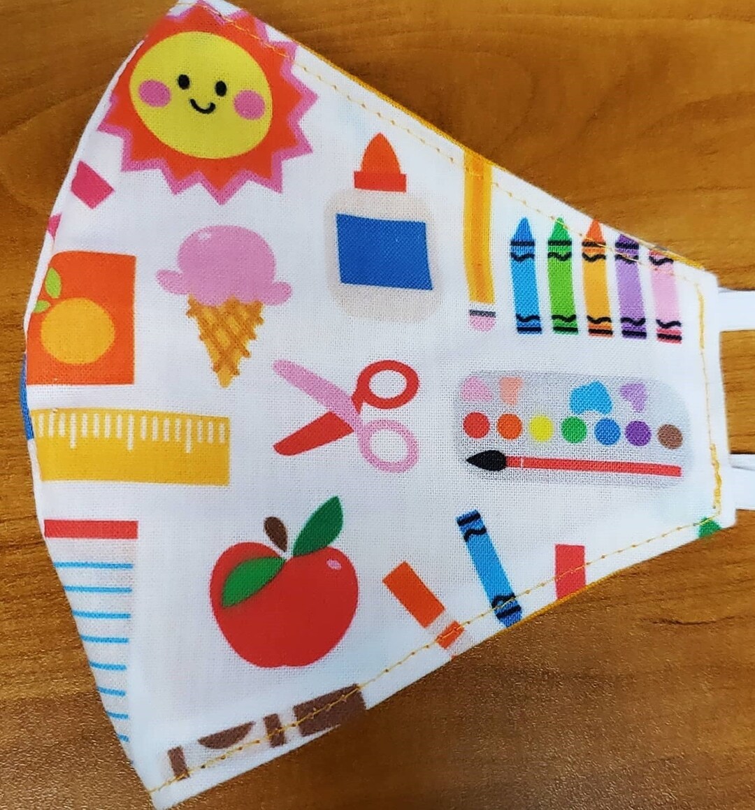 Back to School Face Mask Sunny Ice Cream With Nose Wire | Elastic With ...