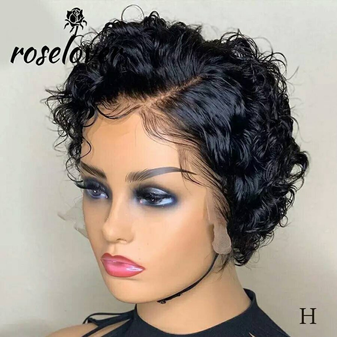 Pixie Cut Wig Curly Human Hair Wig 44 Lace Closure Human Etsy