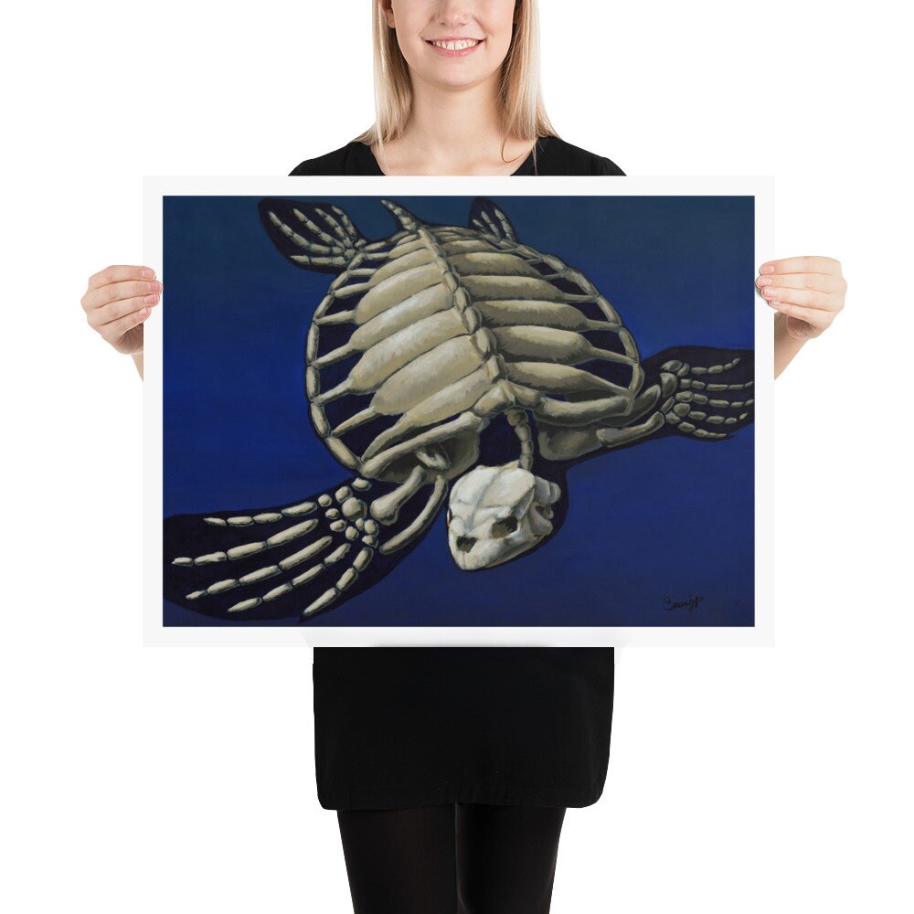 Sea Turtle Anatomy Diagram, Print of Original Acrylic Painting, Olive ...
