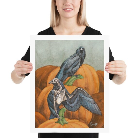 Raven Anatomy Study Print of Original Watercolor Crow - Etsy