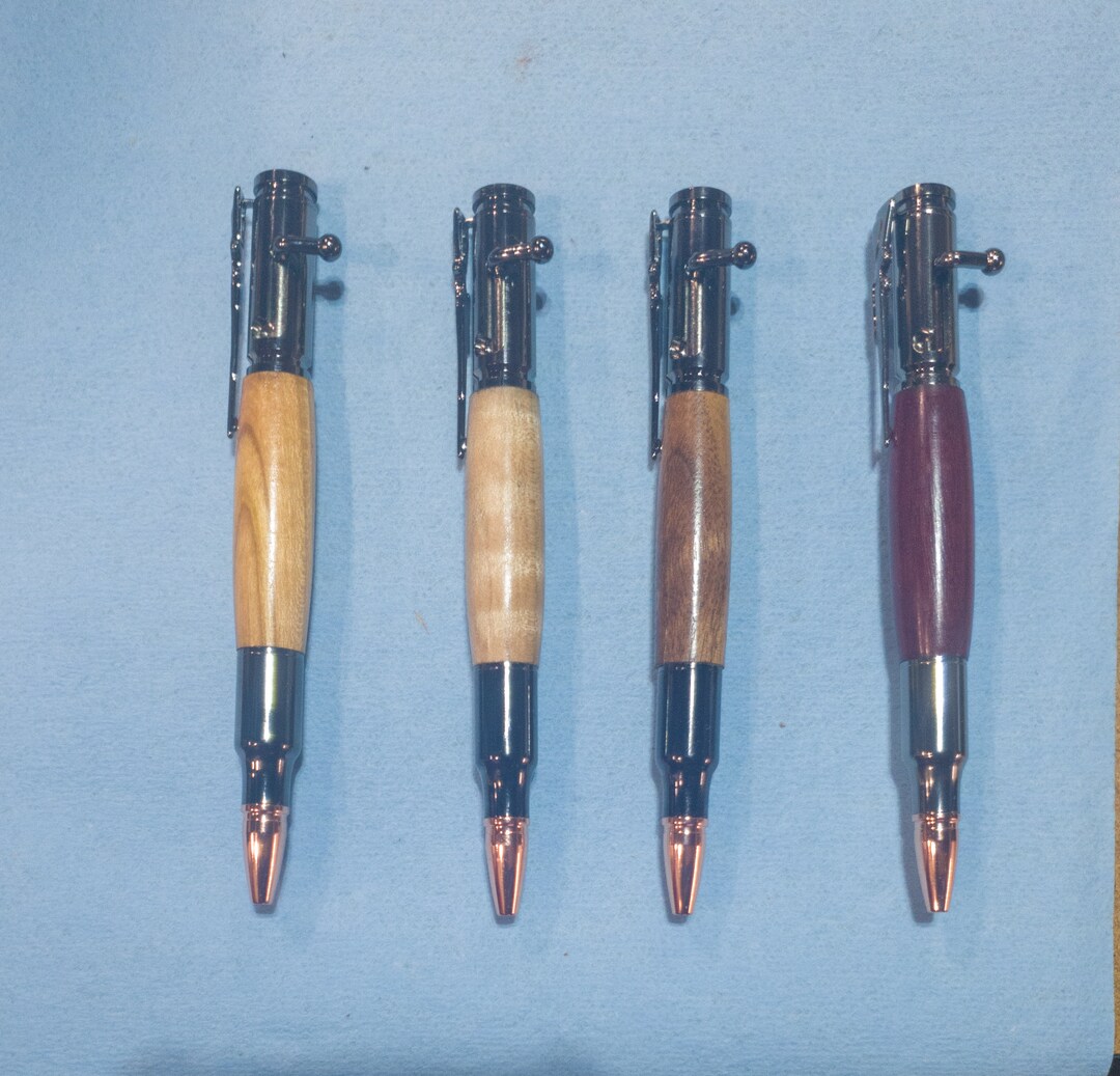 30 Caliber Gun Metal Bolt Action Pen Purpleheart Walnut Maple Cherry ...