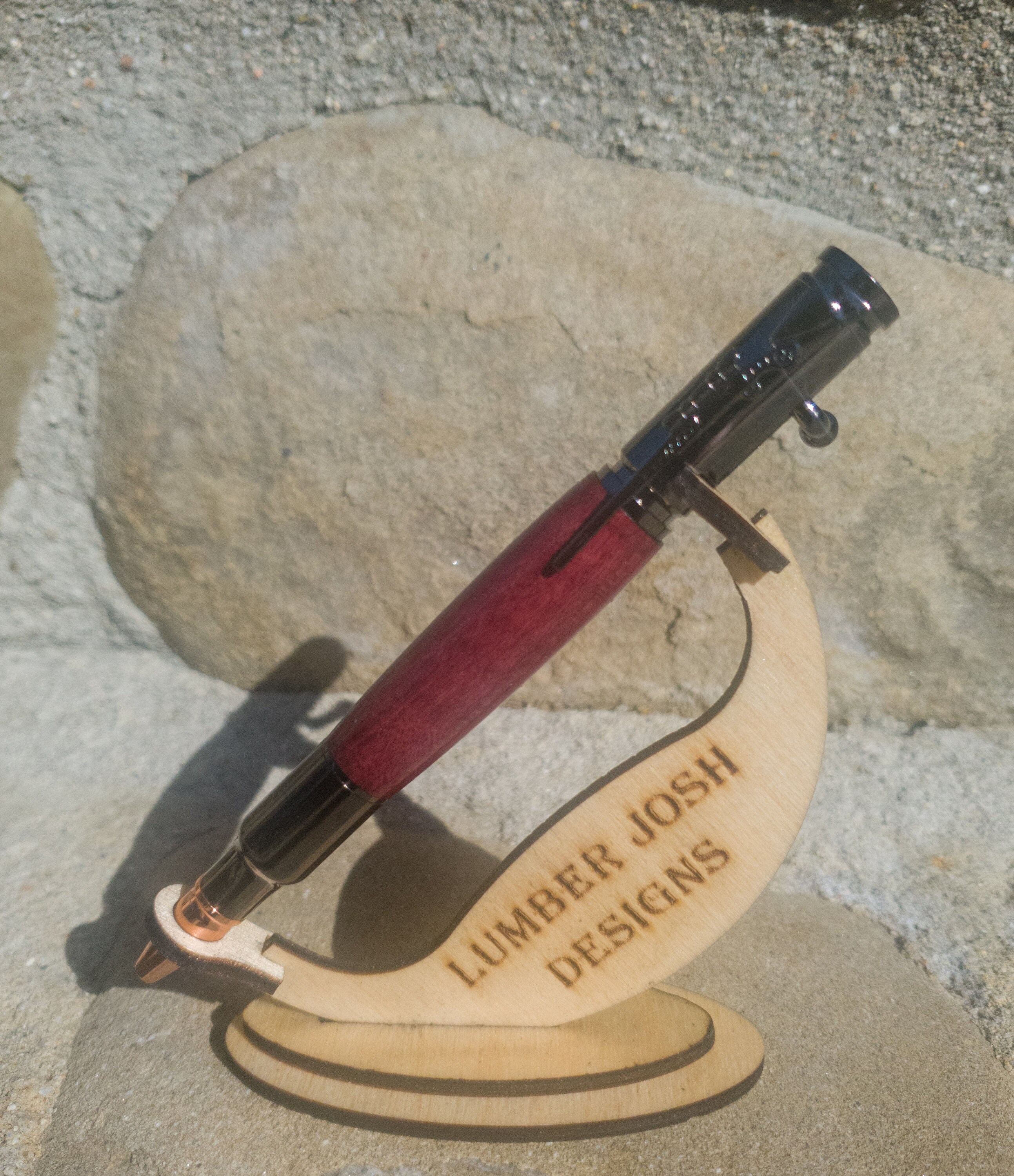 30 Caliber Gun Metal Bolt Action Pen Purpleheart Walnut Maple Cherry ...
