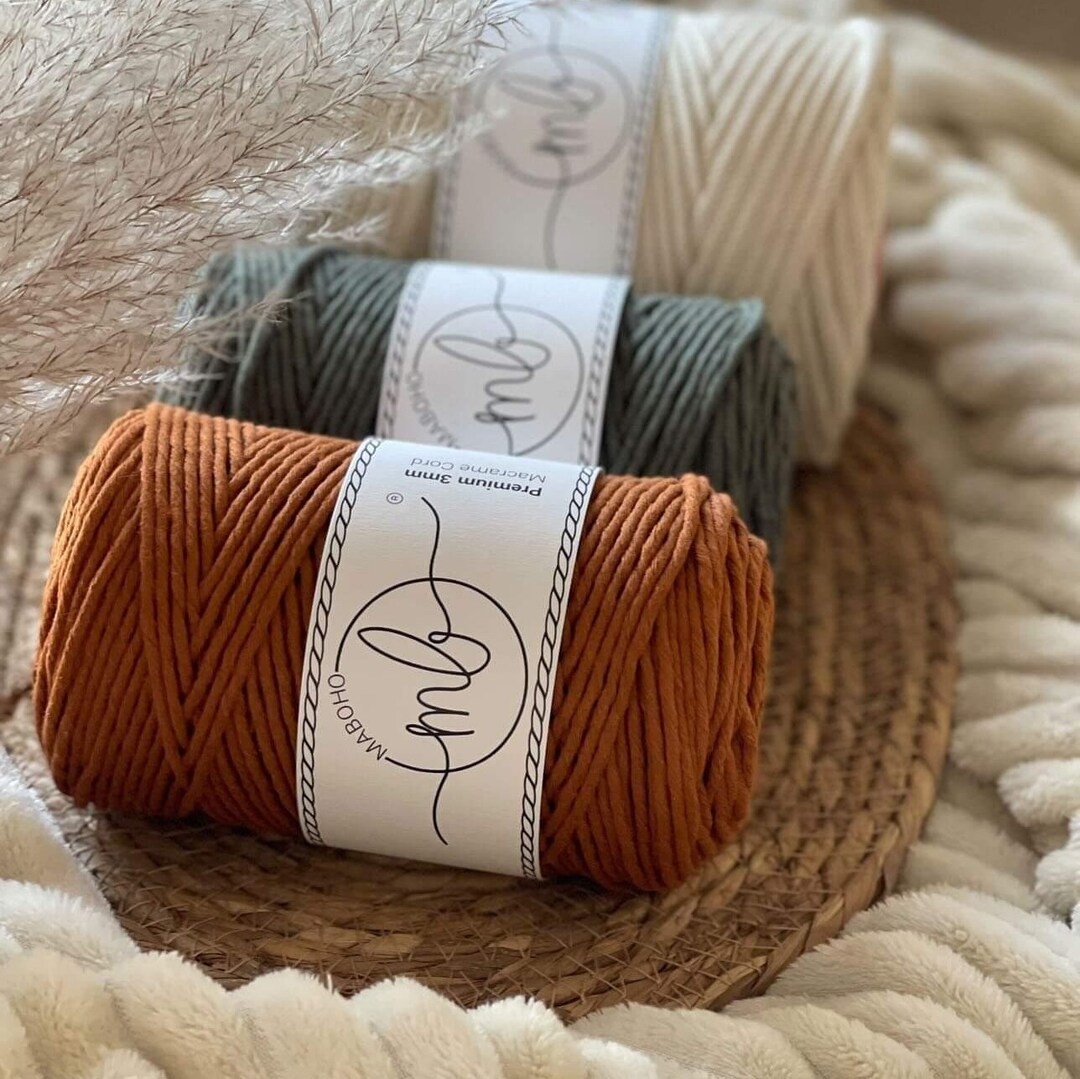 Maboho Makrameegarn 3mm verschiedene Farben 1PLY gezwirnt - Etsy.de