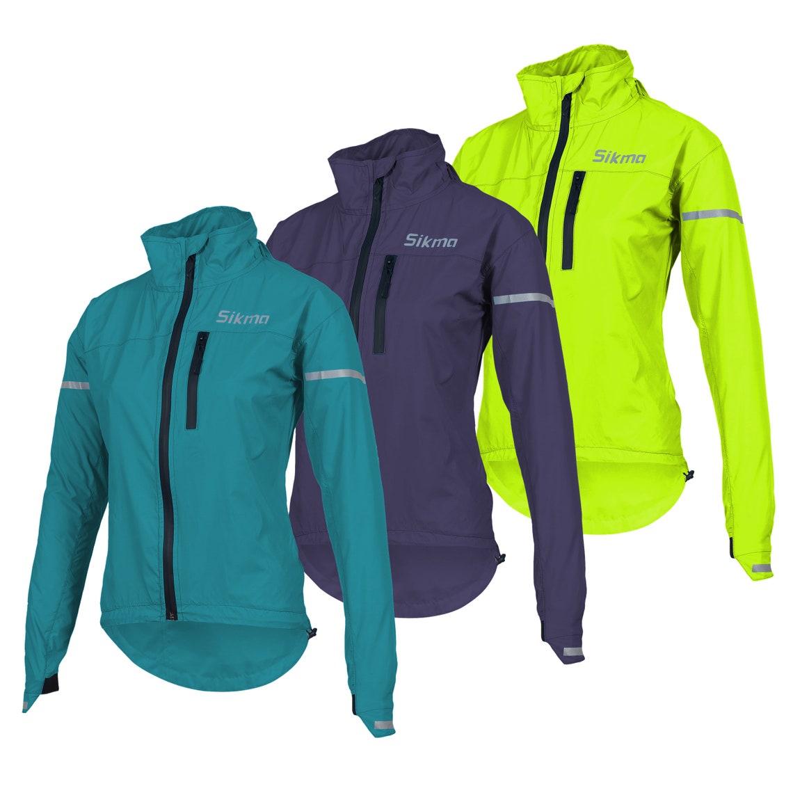 Women Girls Ladies Cycling Rain Jacket Hooded Casual Wear Waterproof ...