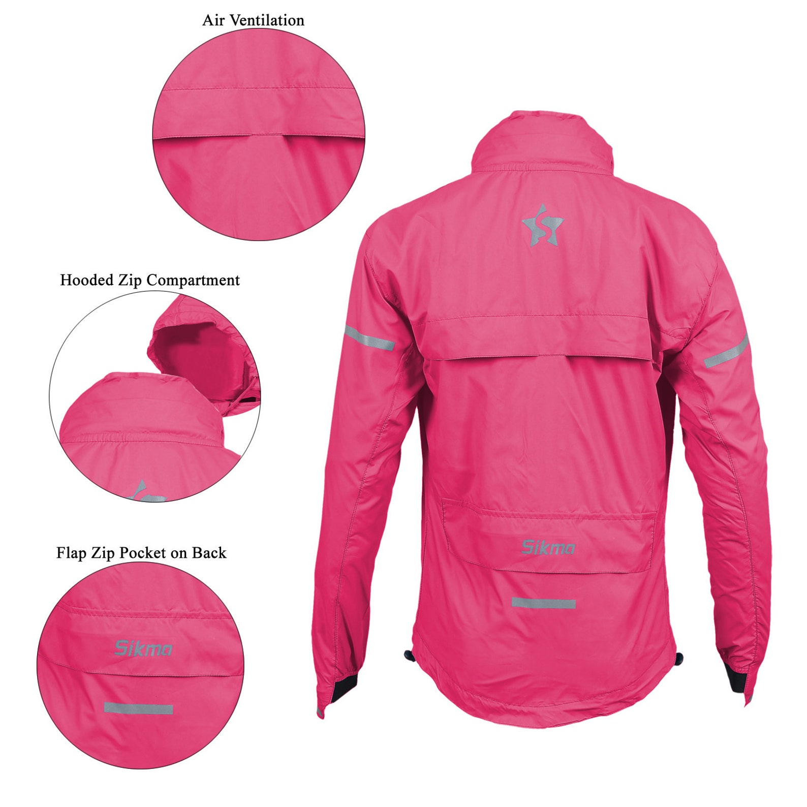 Women Girls Ladies Cycling Rain Jacket Hooded Casual Wear Waterproof ...