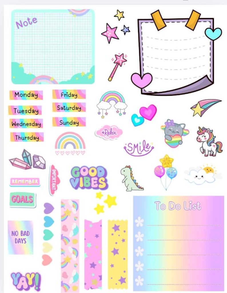 Handmade Rainbow Themed Planner Stickers, Journal, Calendar, Organize ...
