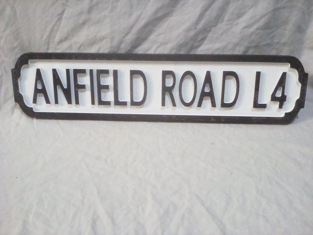 Retro Vintage ANFIELD ROAD L4 Rustic Liverpool Street Sign. Comes With ...