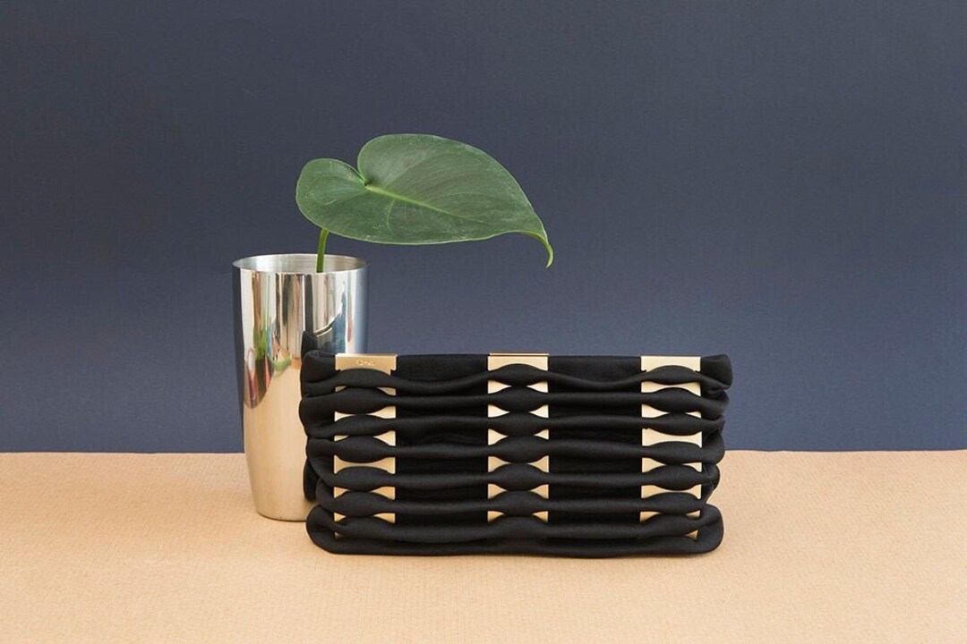 Black & Gold Evening Clutch Bag, Elegant Clutch, Luxury Designer ...