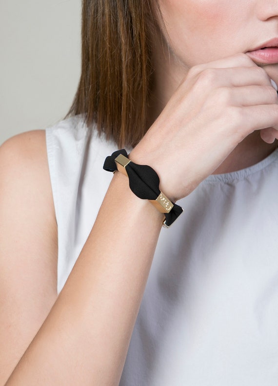 Black Gold Elegant Statement Bracelet Minimalist Designer Bracelet Evening Exclusive Jewelry Etsy