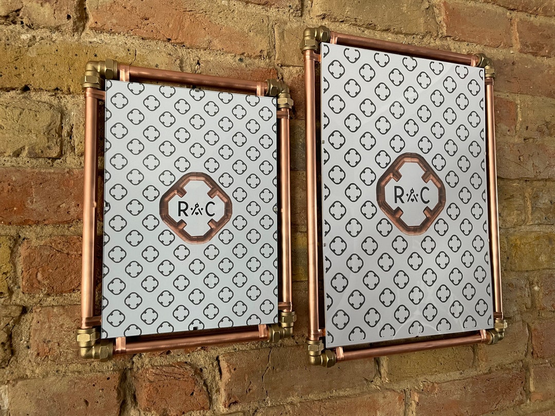 Industrial Copper Pipe Photo Frame Wall Mounted Brass Corners - Etsy