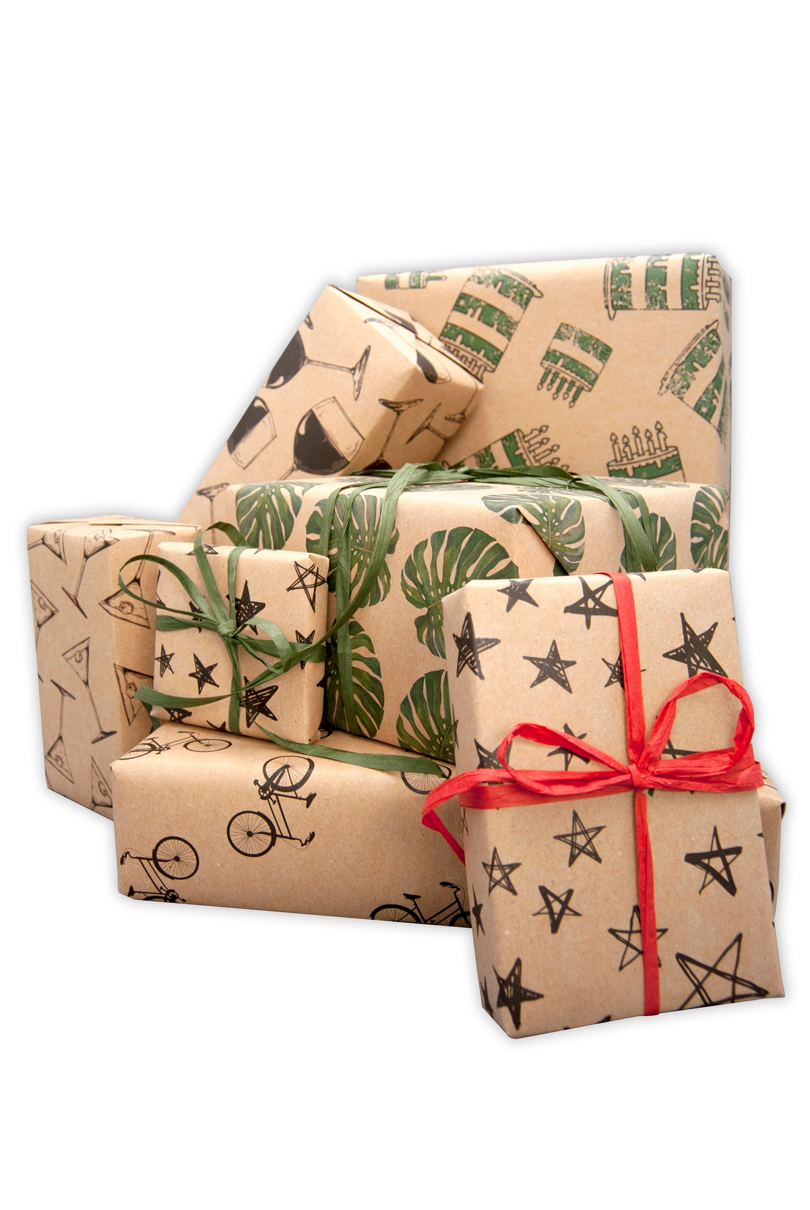 Eco Kraft Gift Wrap Set of 6 Papers 6 Tags Recyclable & Biodegradable ...