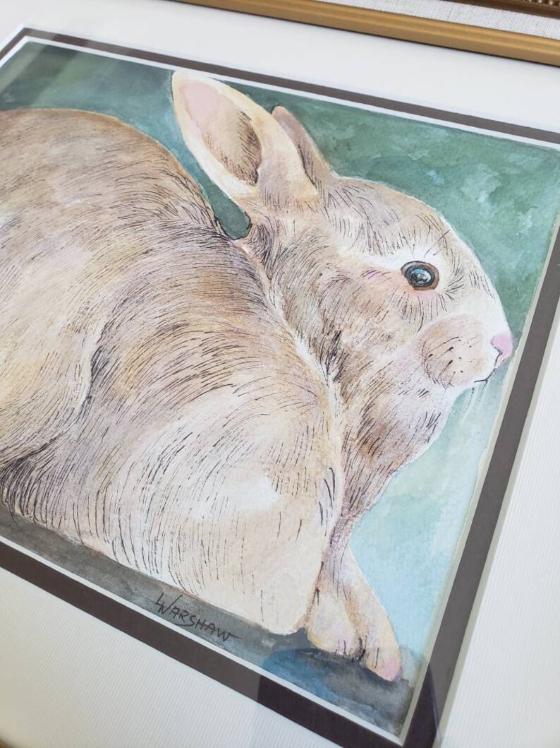 Vintage Framed Original Rabbit Artwork Hand Painted Mixed - Etsy