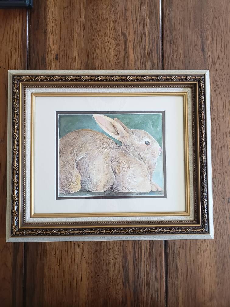 Vintage Framed Original Rabbit Artwork Hand Painted Mixed - Etsy