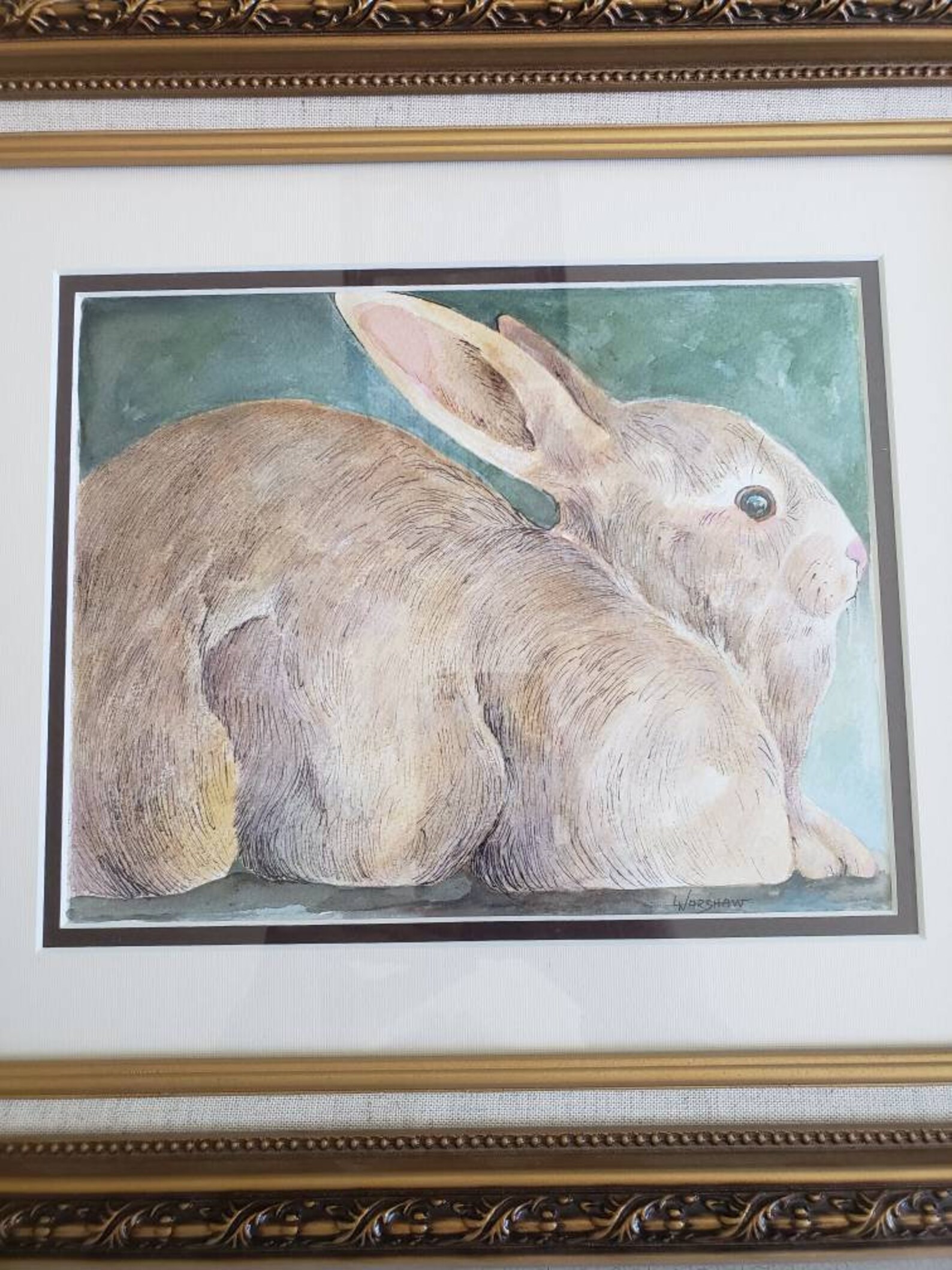 Vintage Framed Original Rabbit Artwork Hand Painted Mixed - Etsy