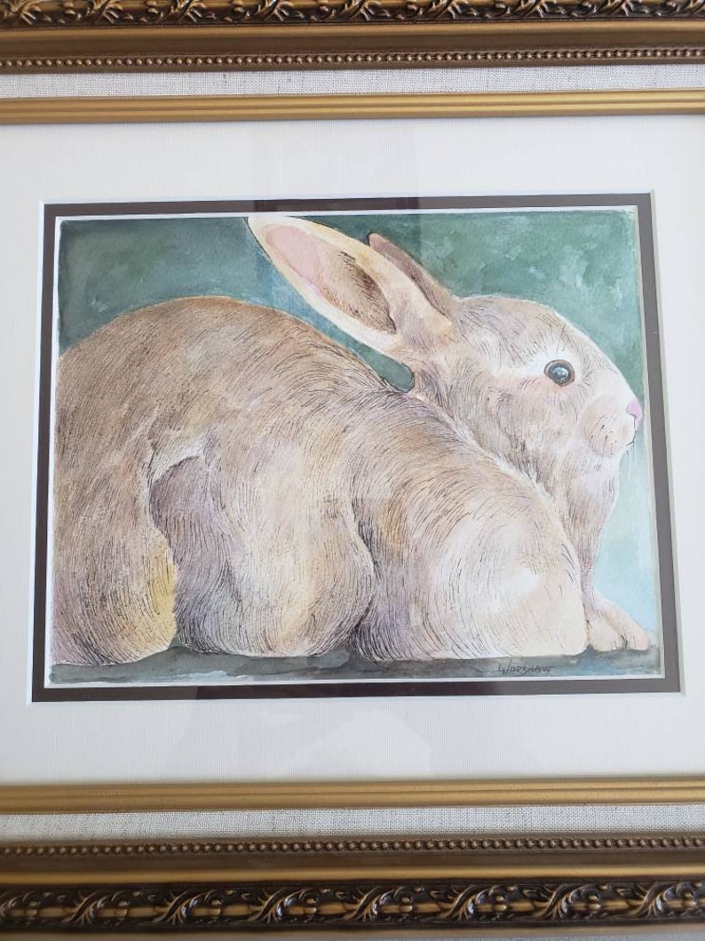 Vintage Framed Original Rabbit Artwork Hand Painted Mixed - Etsy