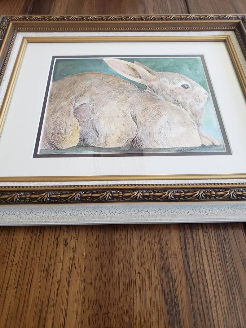 Vintage Framed Original Rabbit Artwork Hand Painted Mixed - Etsy