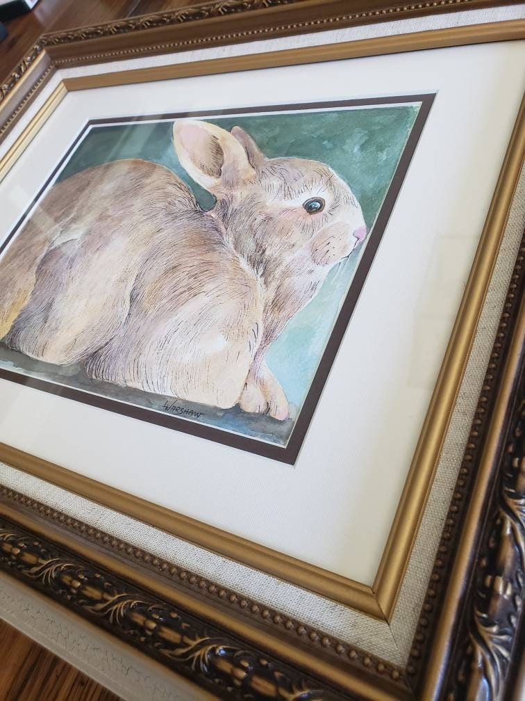 Vintage Framed Original Rabbit Artwork Hand Painted Mixed - Etsy