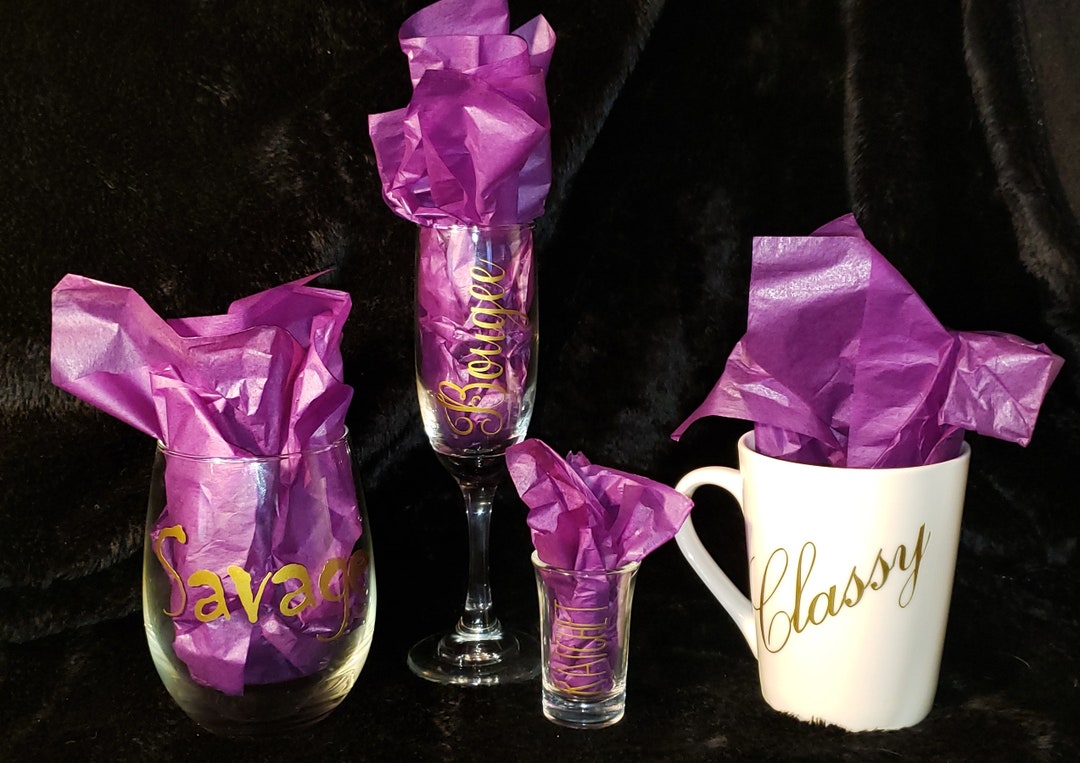 Custom Savage Glasses Set Classy Boujee Ratchet Boxed Set - Etsy