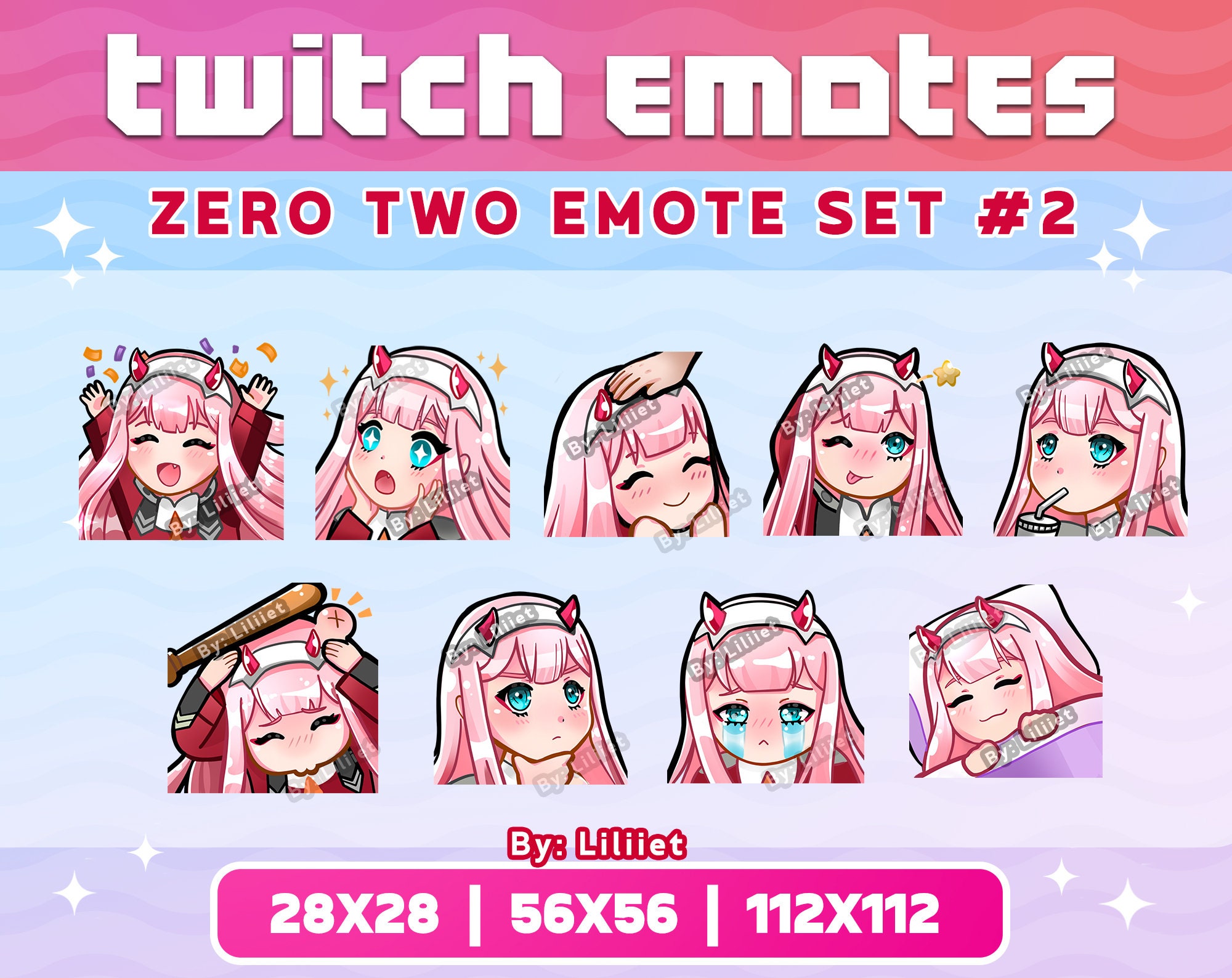 Zero Two Emote Pack for Twitch or Discord 9 Zero Two Emotes - Etsy Canada