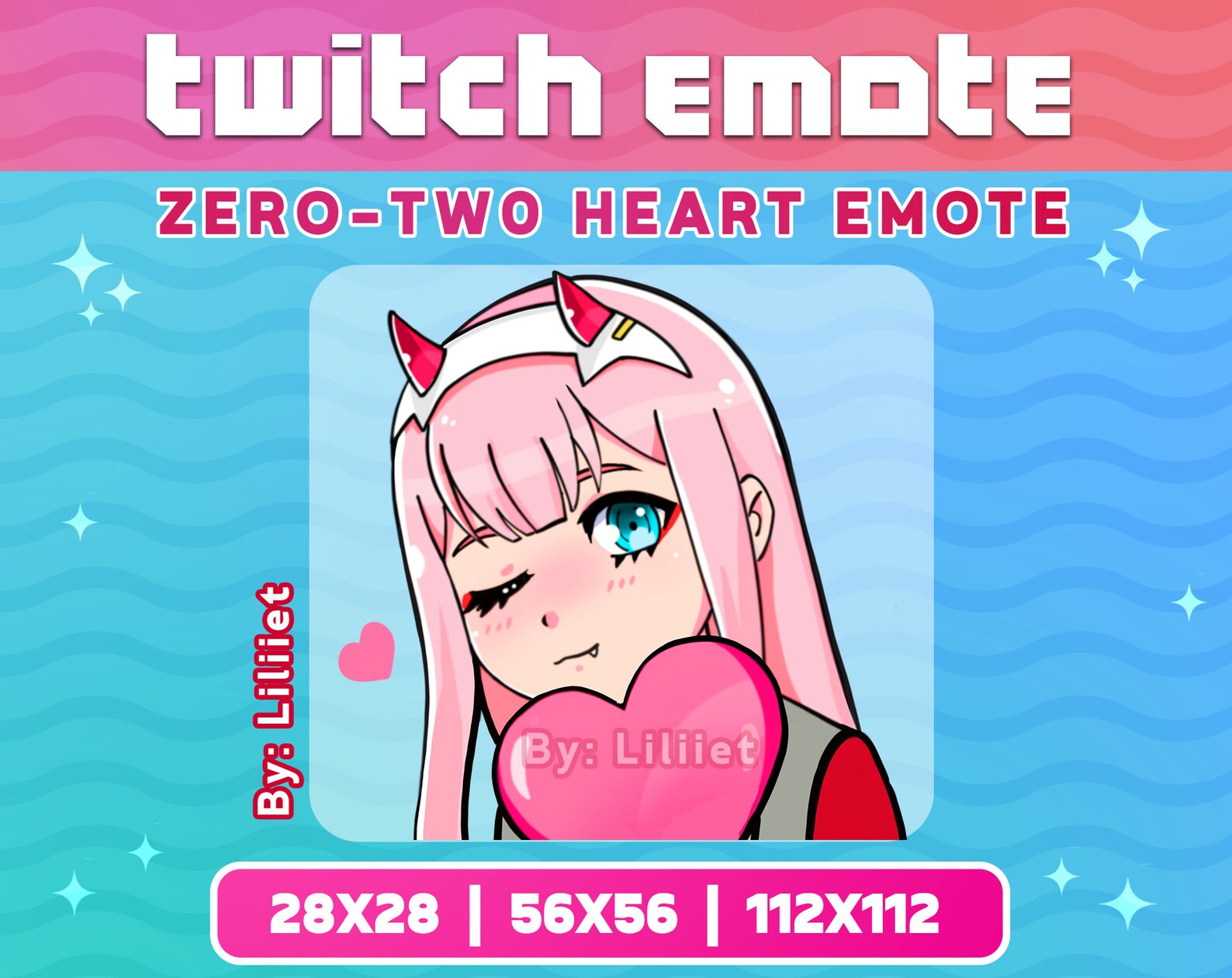 Zero Two - Heart Emote for Twitch or Discord - Etsy