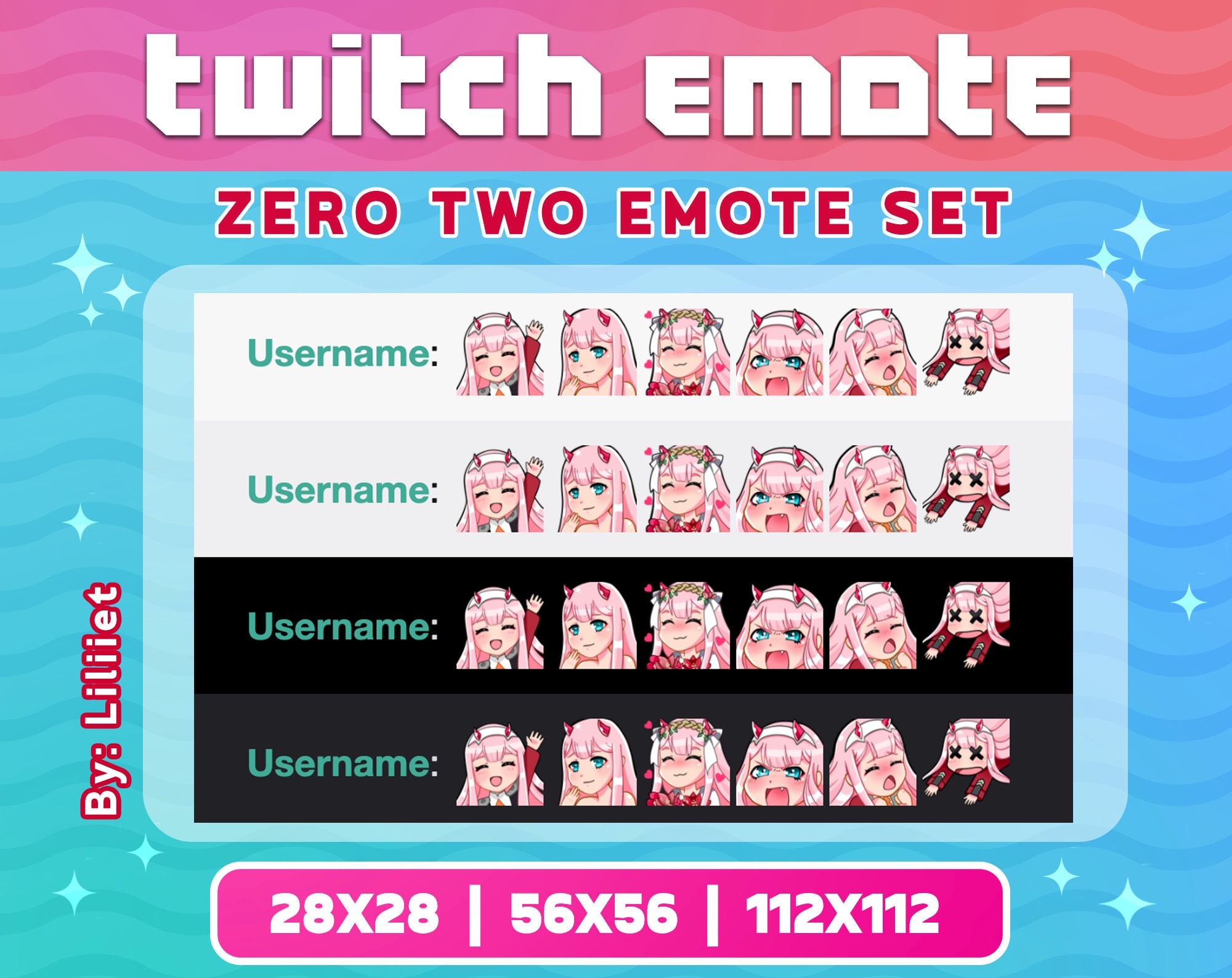 Zero Two Emote Pack for Twitch or Discord | Etsy