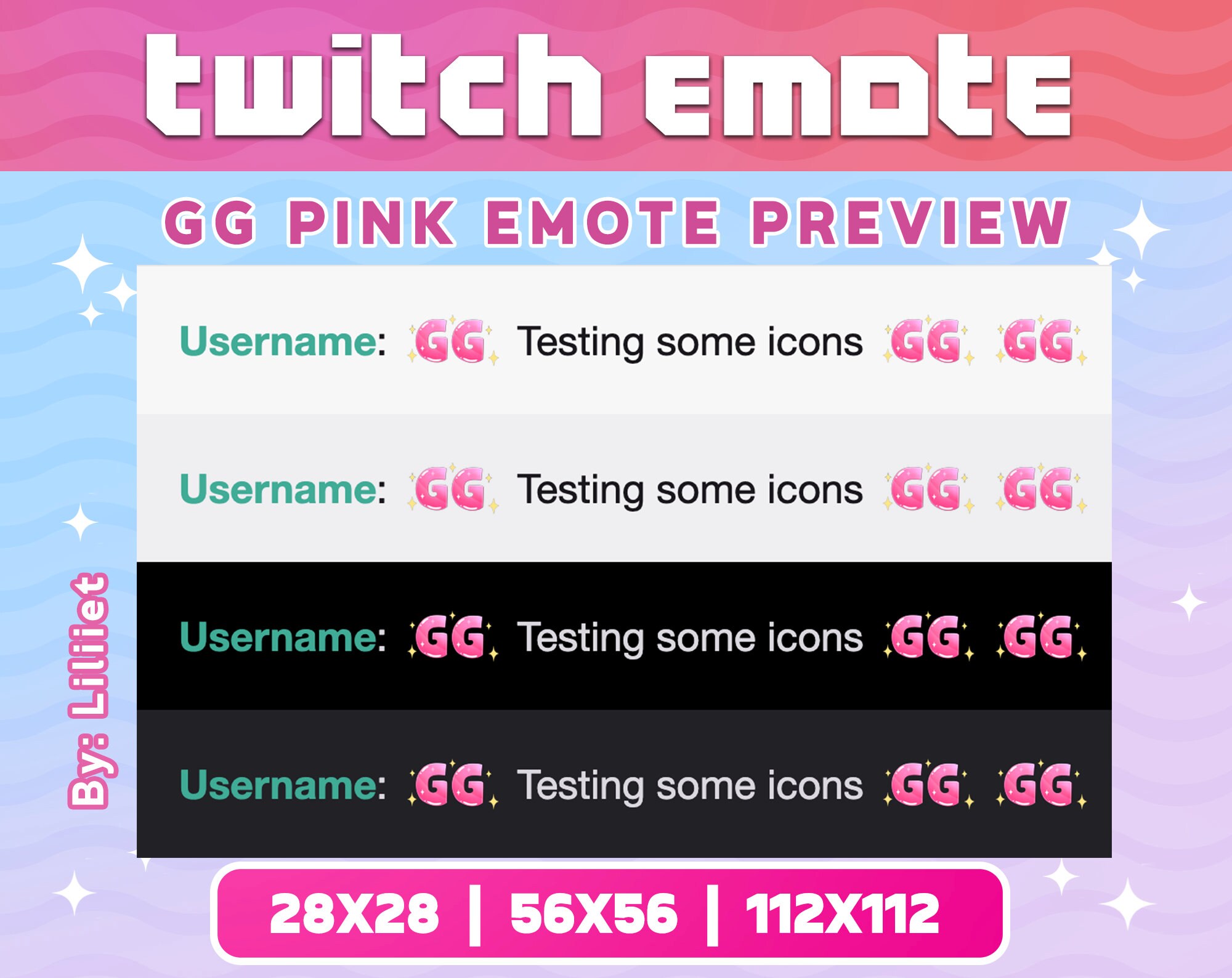 GG Emote for Twitch Discord / Pink Kawaii GG Emote - Etsy