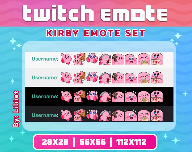 Kirby Emote Set for Twitch or Discord / Kirby Emote Pack - Etsy