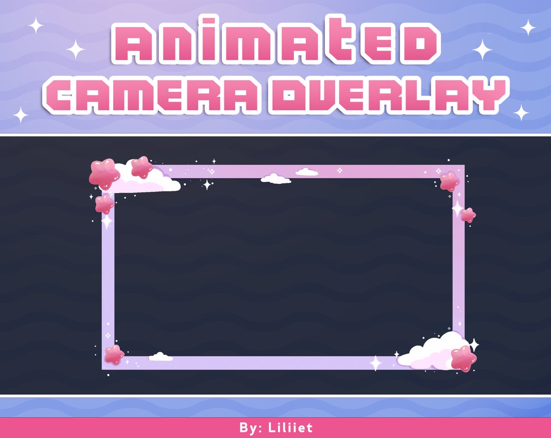 Animated Pink Stars and Clouds Camera Overlay Border for Twitch Stream ...