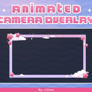Animated Pink Stars and Clouds Camera Overlay Border for Twitch Stream ...