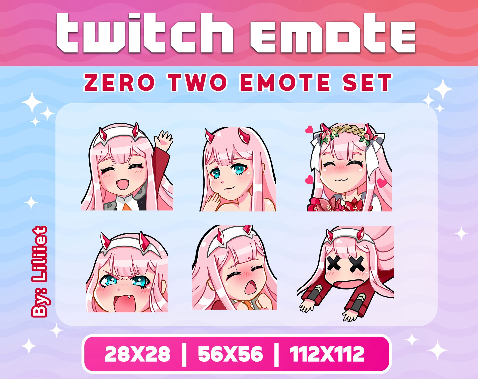 Zero Two Emote Pack for Twitch or Discord | Etsy