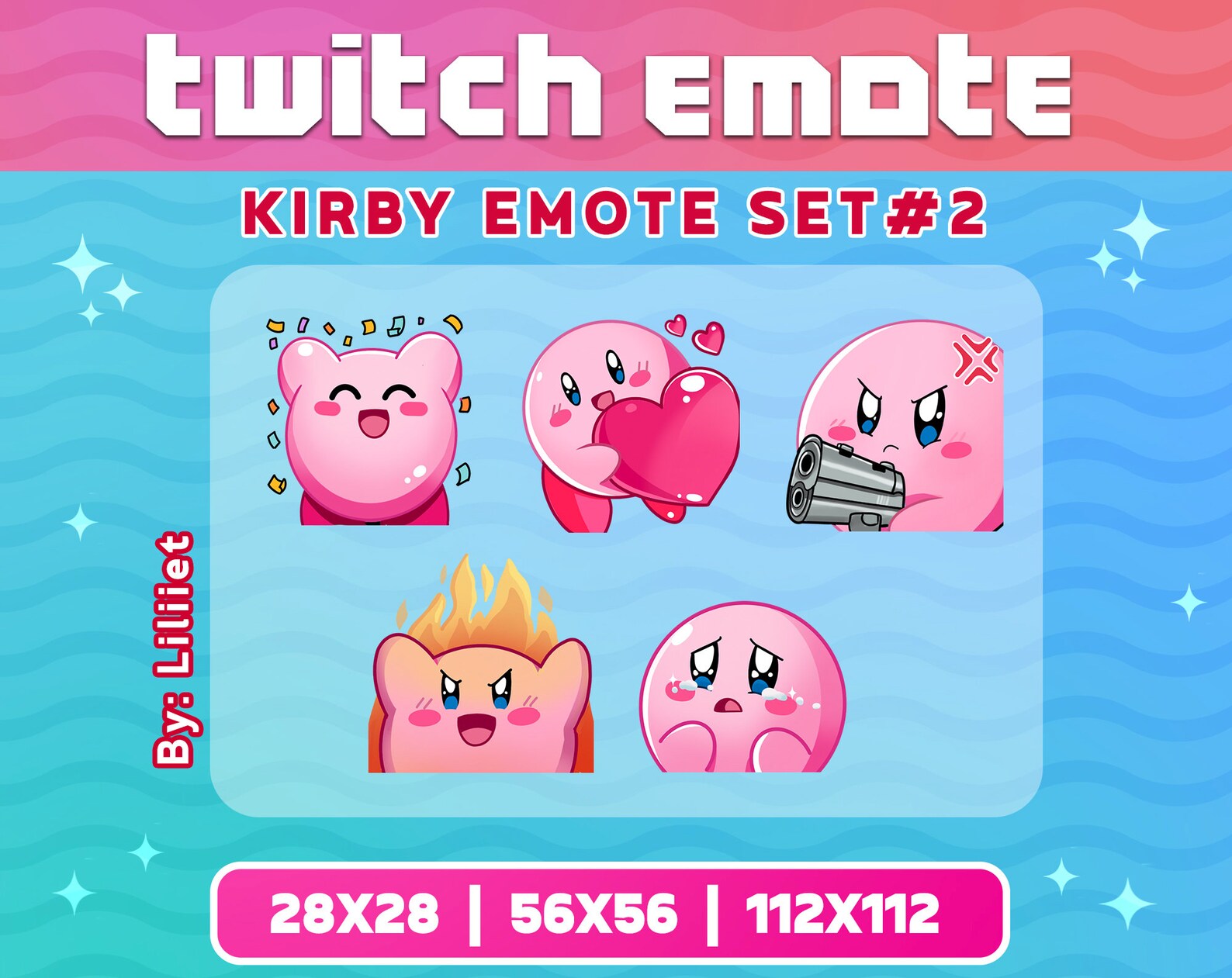 Kirby Emote Set for Twitch or Discord, Kirby Emote Pack #2 - Etsy Canada