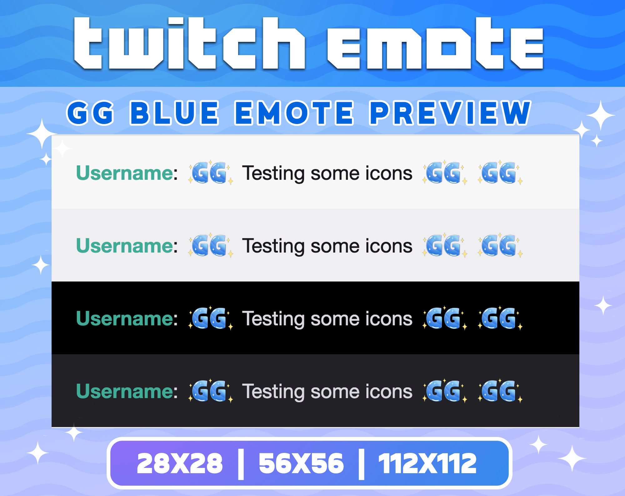 GG Emote for Twitch Discord / Blue GG Sparkle Emote - Etsy
